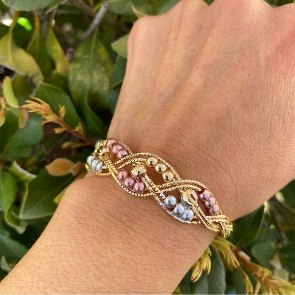 Jewelry | Braided Cuff Bracelet 18k Gold Filled 3tones Pulsera Trenzada ...